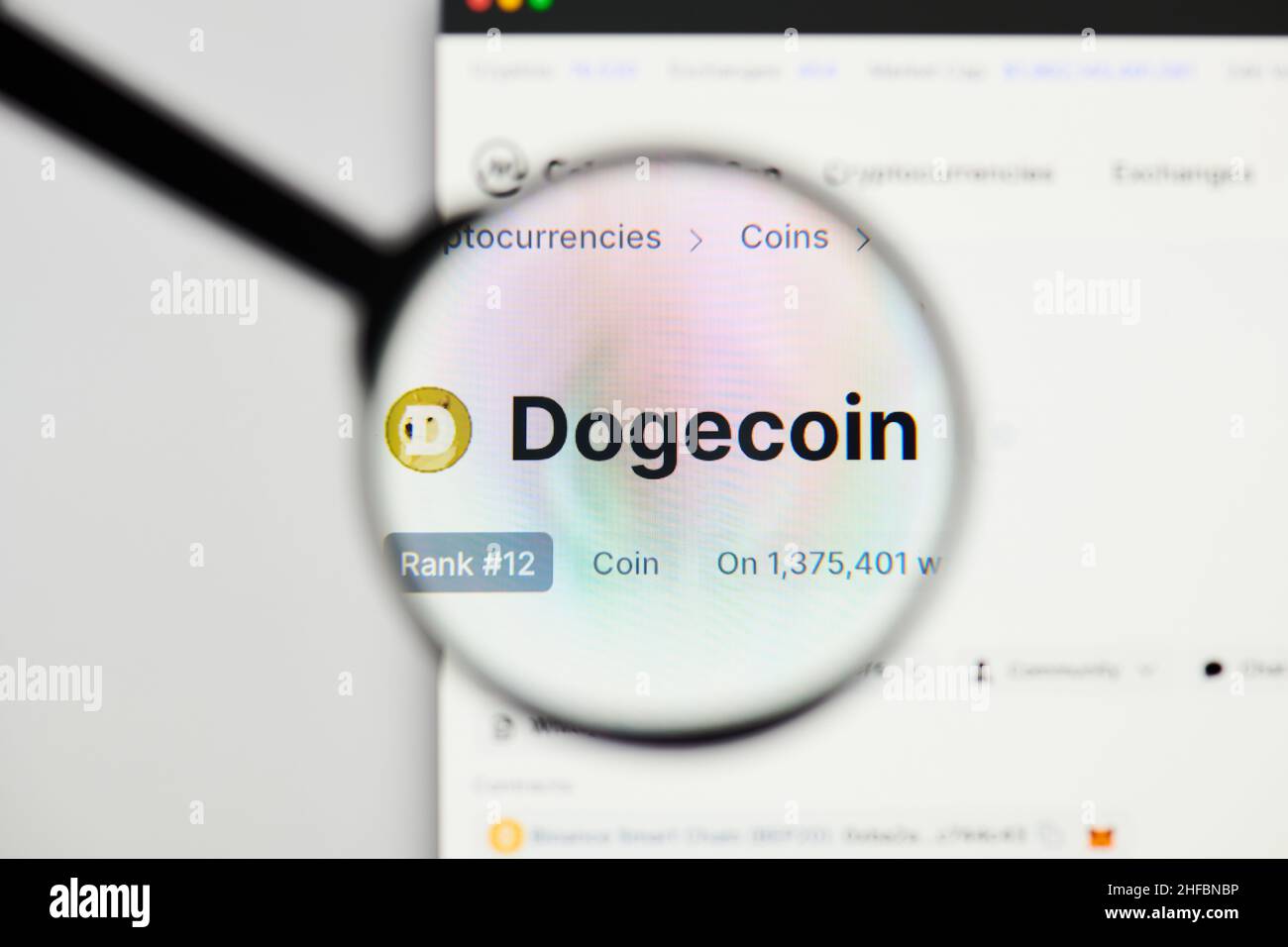 Milan, Italy - January 11, 2022: dogecoin - DOGE website's hp. dogecoin ...