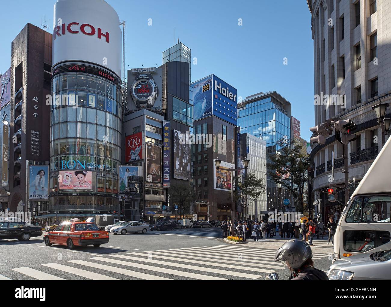Tokyo, Japan – November 13, 2007: Historical Ginza crossing in front of ...