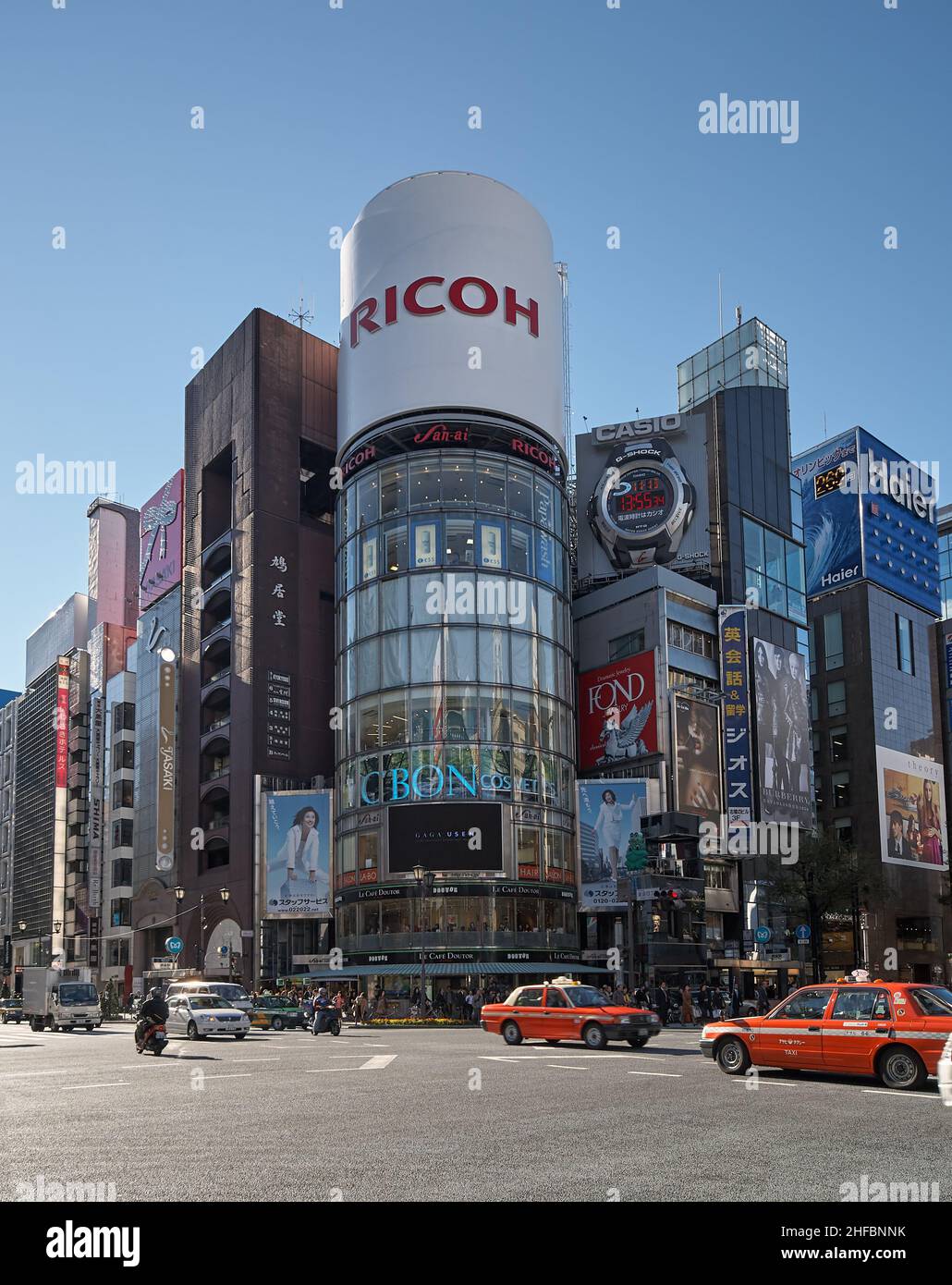 Tokyo, Japan – November 13, 2007: Historical Ginza crossing in front of ...
