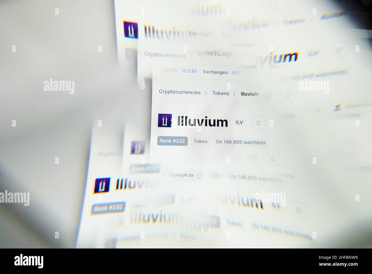 Milan, Italy - January 11, 2022: illuvium - ILV logo on laptop screen ...