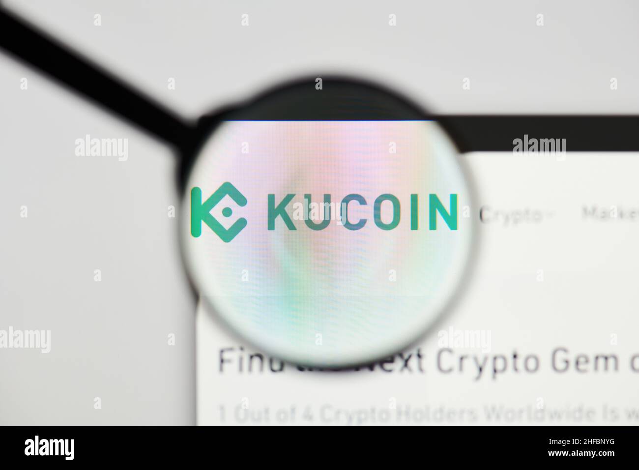 Milan, Italy - January 11, 2022: kucoin token - KCS website's hp ...