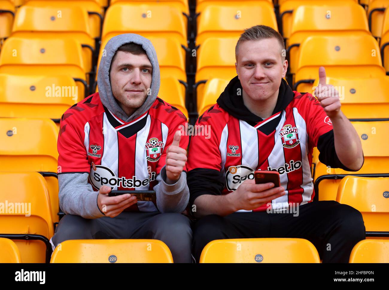 Southampton fans take their seats in the stands ahead of the Premier ...