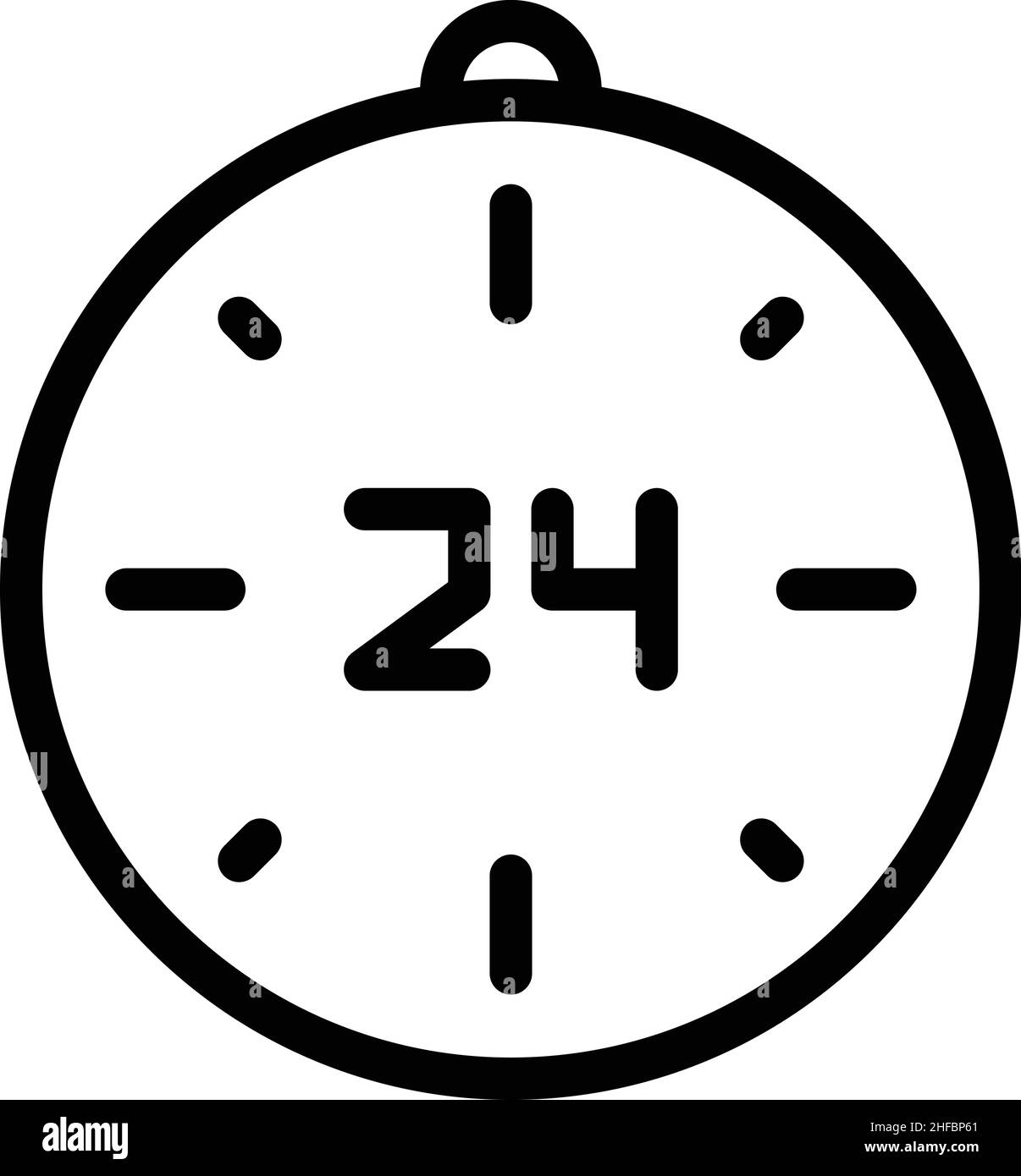 24 hour clock icon outline vector. Date general. Agenda deadline Stock ...