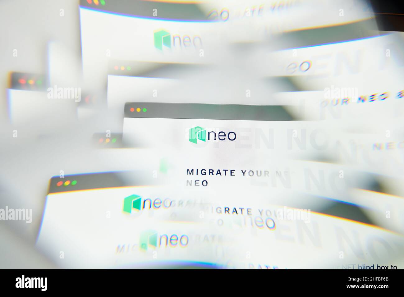 Milan, Italy - January 11, 2022: neo - NEO logo on laptop screen seen ...