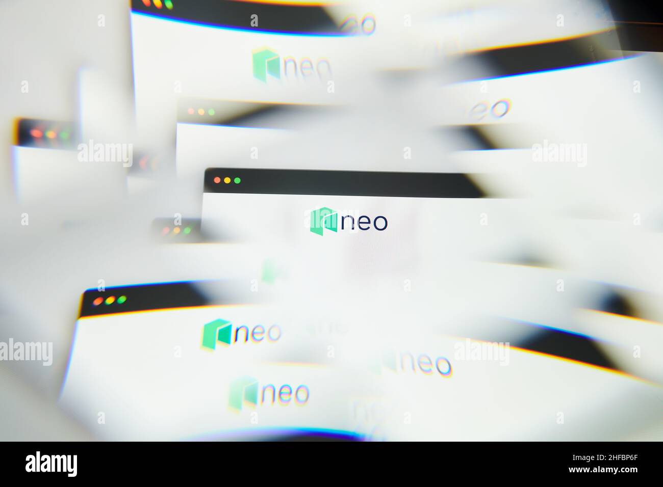 Milan, Italy - January 11, 2022: neo - NEO logo on laptop screen seen ...