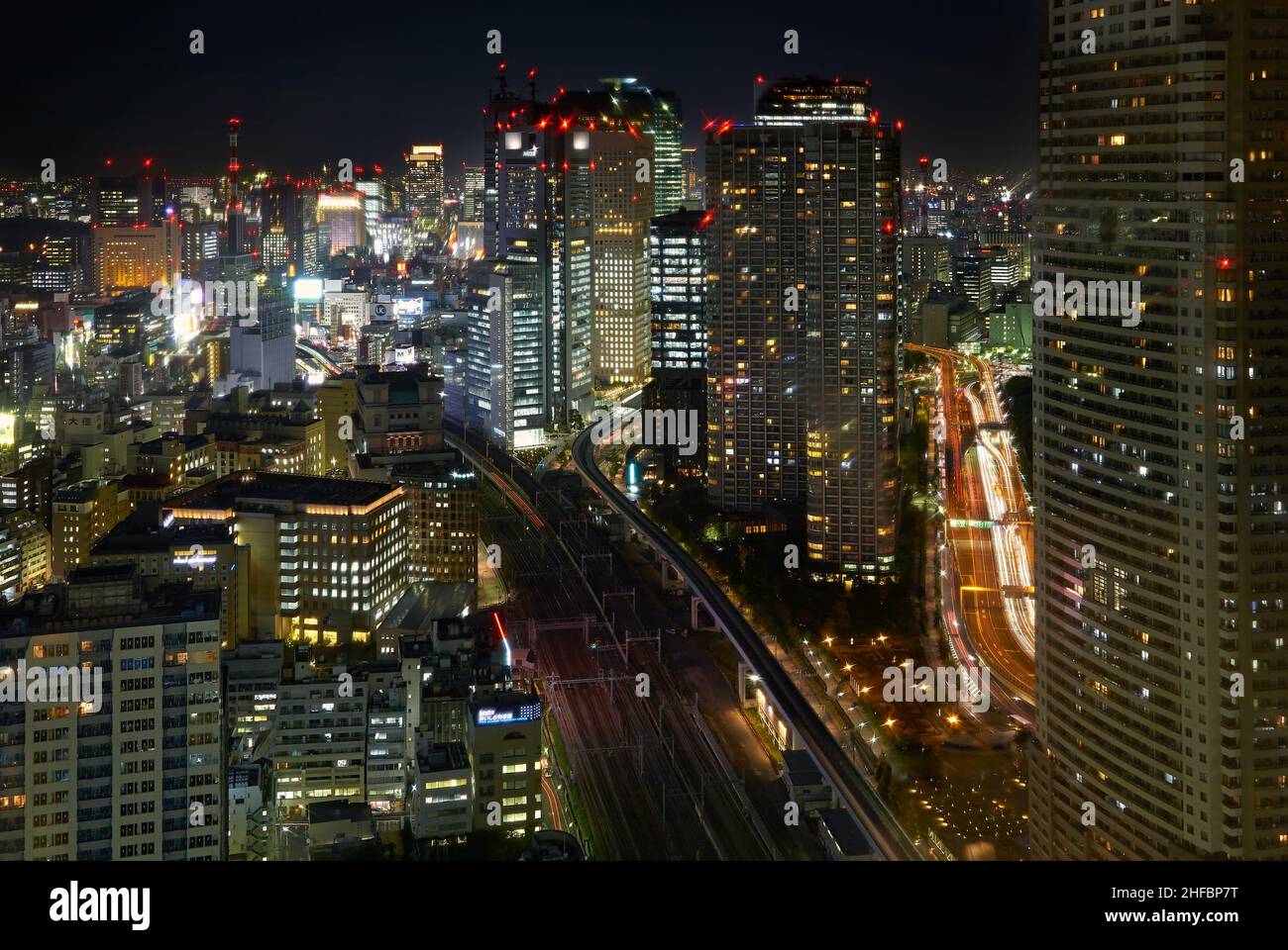 Tokyo, Japan – November 13, 2007: Skyscrapers of Shinbashi along Kaigan ...