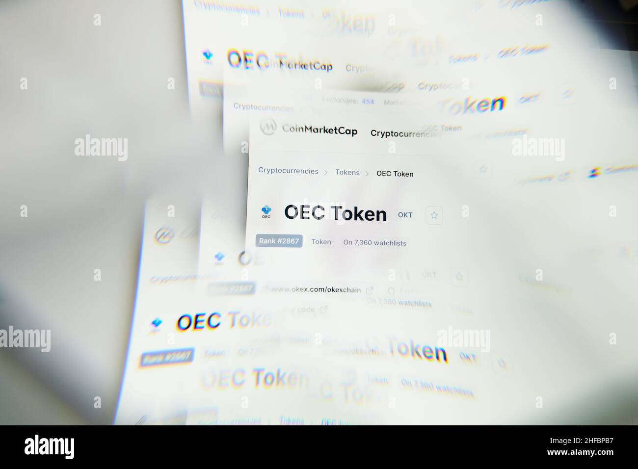 Milan, Italy - January 11, 2022: oec token - OKT logo on laptop screen ...