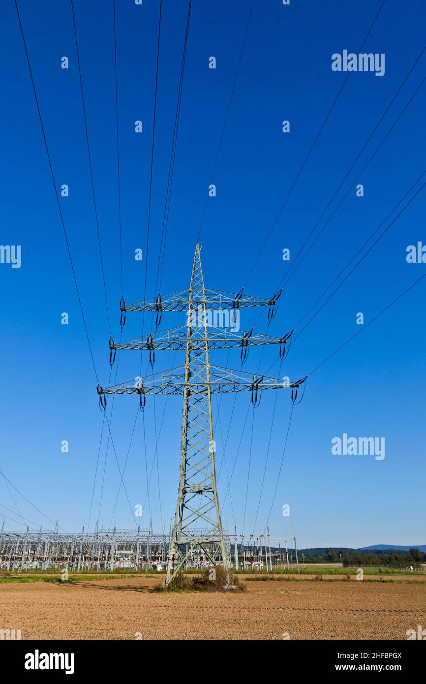 electrical tower in beautiful landscape with sky Stock Photo - Alamy