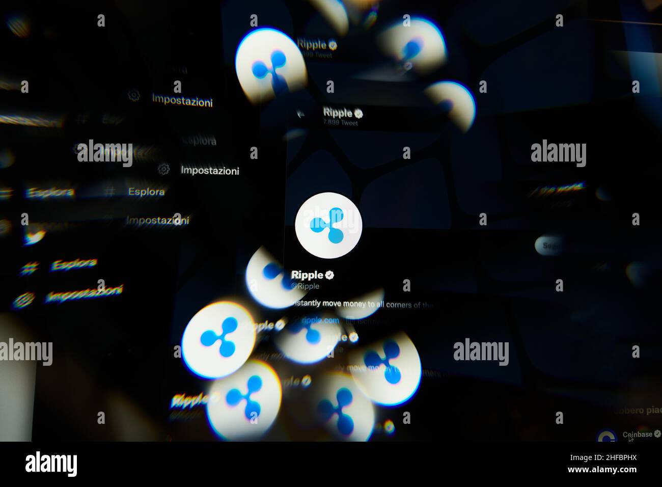 Milan, Italy - January 11, 2022: Ripple logo on laptop screen seen ...