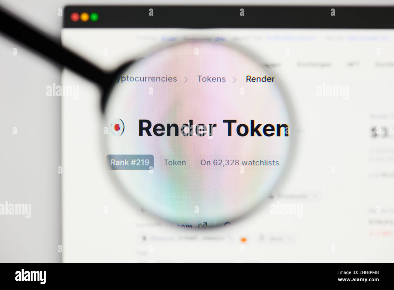 Milan, Italy - January 11, 2022: render token - RNDR website's hp ... Milan, Italy - January 11, 2022: render token - RNDR website's hp ...