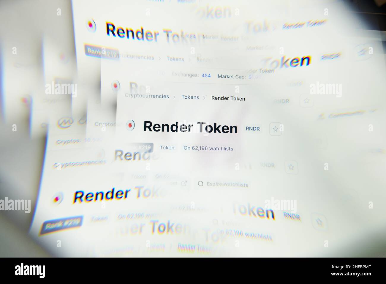 Milan, Italy - January 11, 2022: render token - RNDR logo on laptop ...