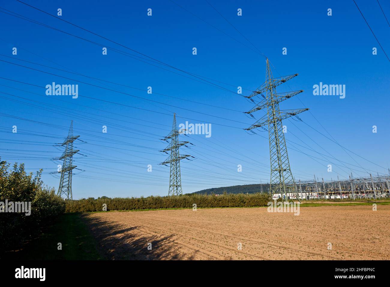 electrical tower in beautiful landscape with sky Stock Photo - Alamy