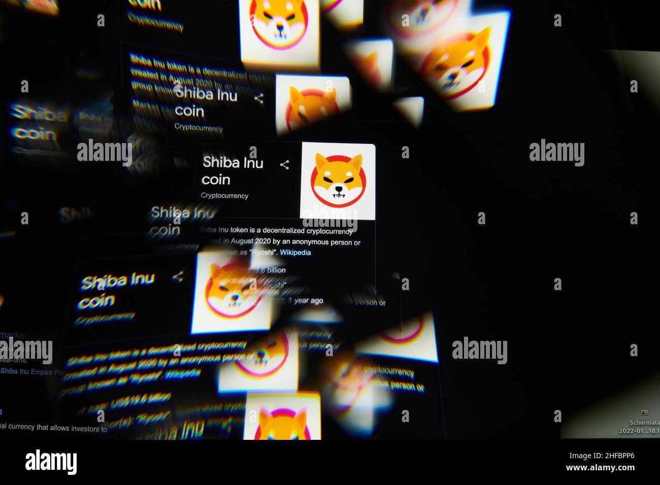 Milan, Italy - January 11, 2022: shiba inu - SHIB logo on laptop screen ...