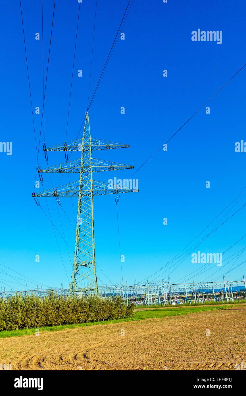 electrical tower in beautiful landscape with sky Stock Photo - Alamy
