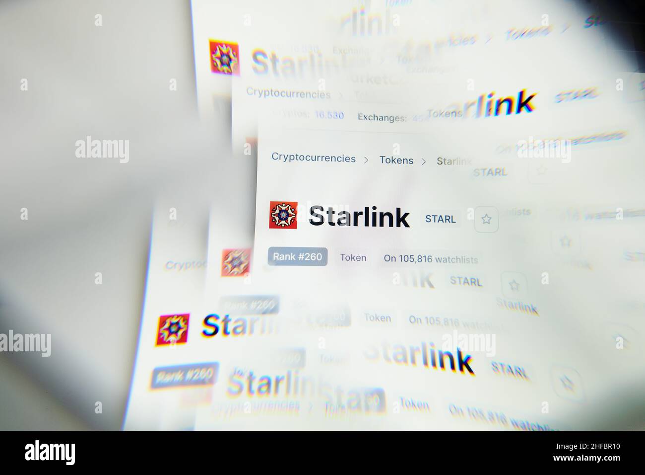 Milan, Italy - January 11, 2022: starlink - STARL logo on laptop screen ...