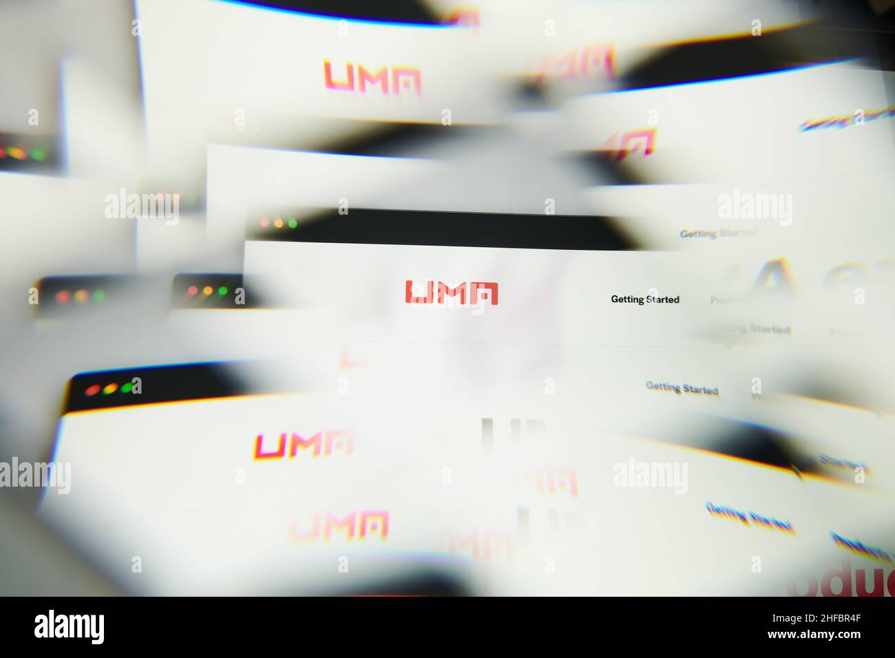 Milan, Italy - January 11, 2022: uma - UMA logo on laptop screen seen ...