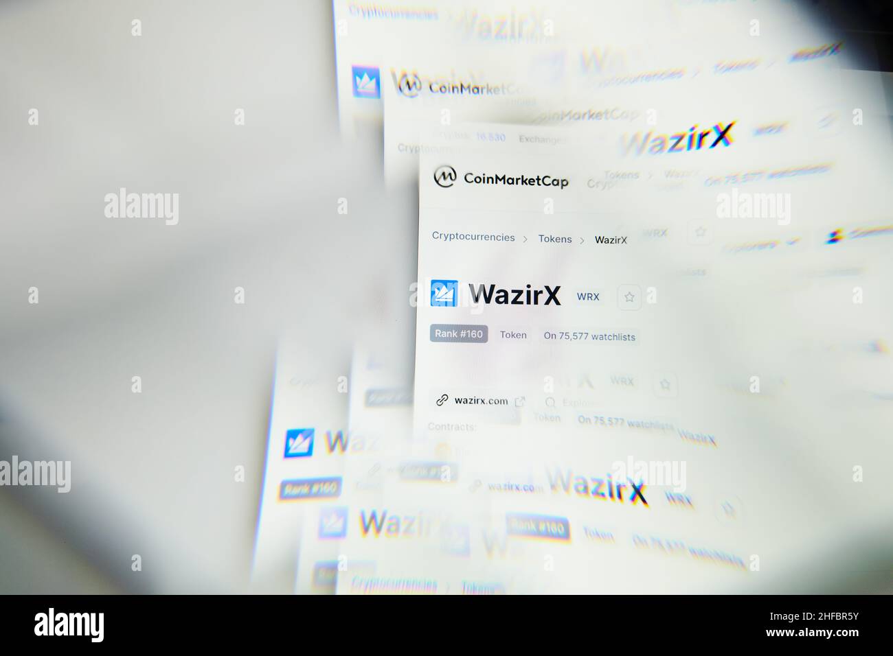 Milan, Italy - January 11, 2022: wazirx - WRX logo on laptop screen ...