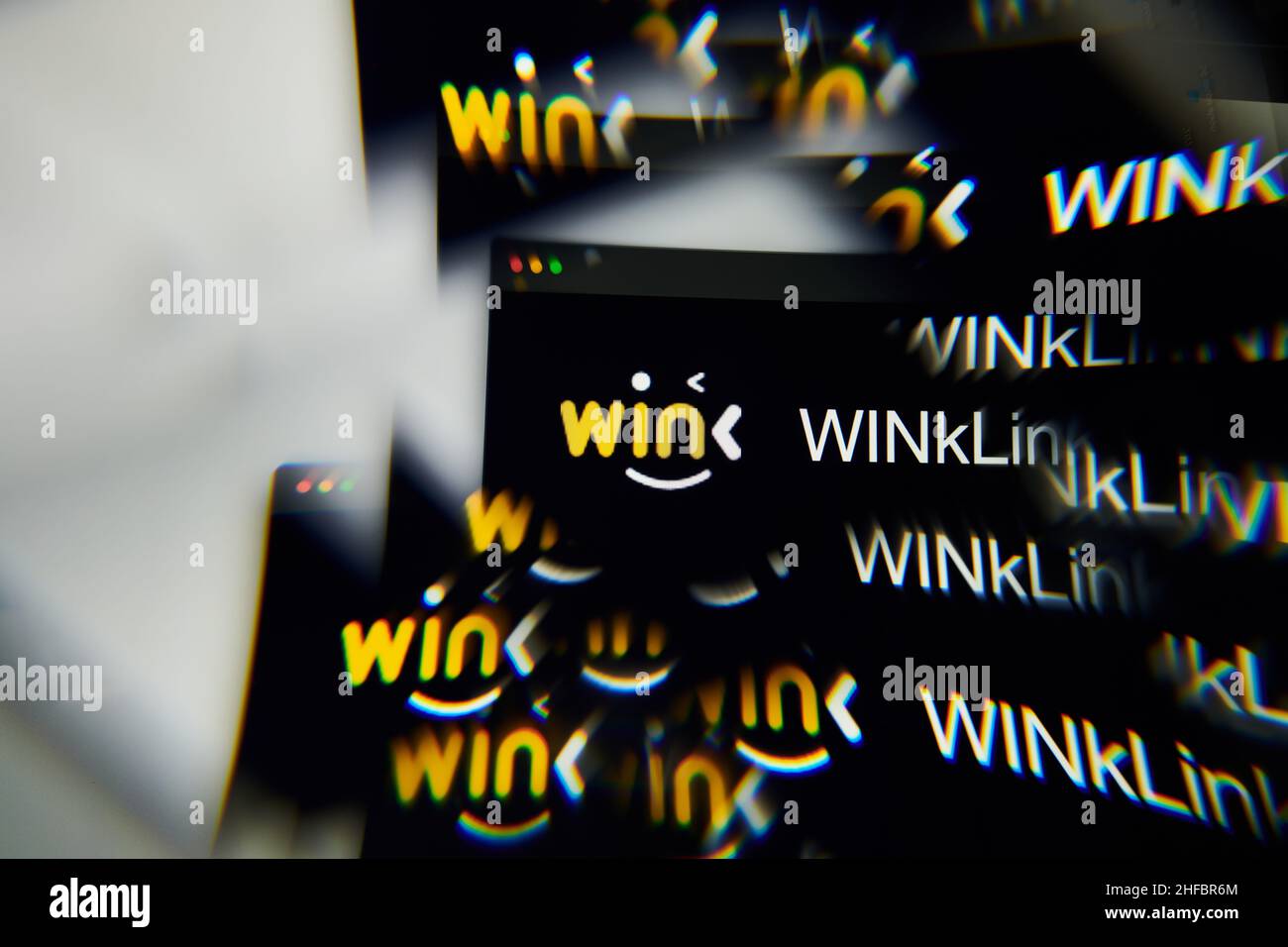 Milan, Italy - January 11, 2022: winklink - WIN logo on laptop screen ...