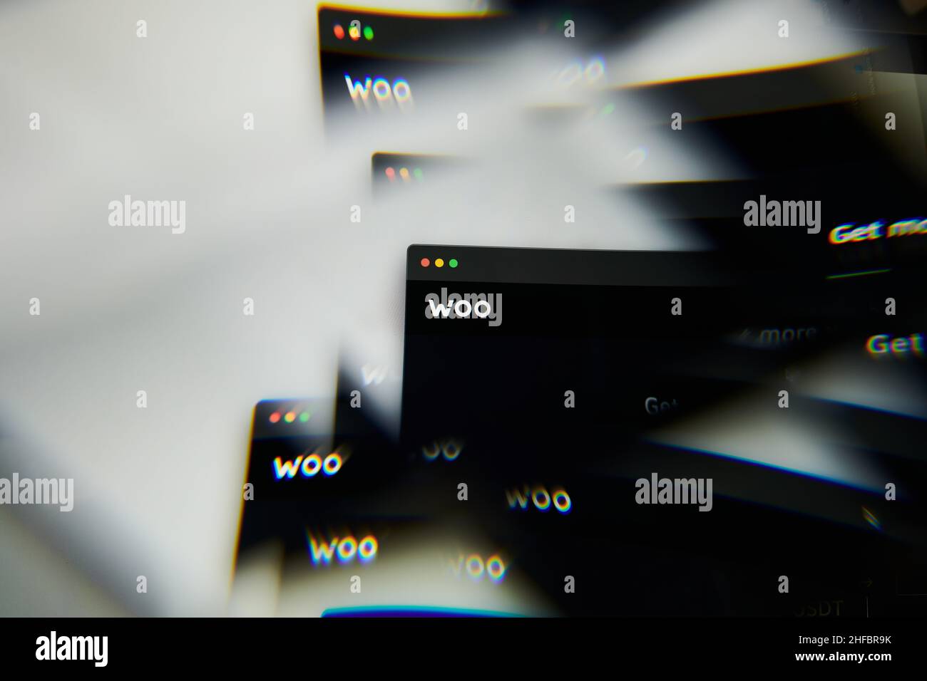 Milan, Italy - January 11, 2022: woo network - WOO logo on laptop ...