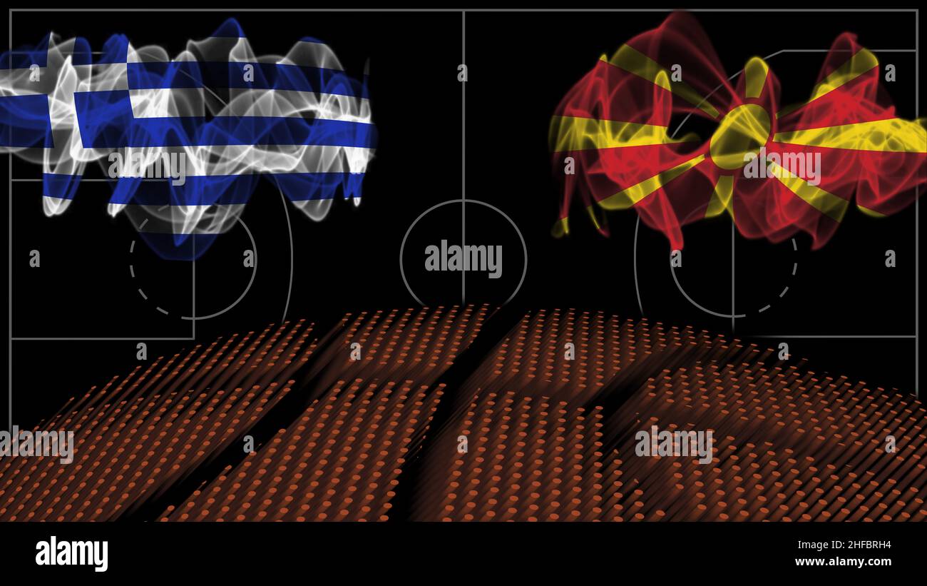 Greece vs North Macedonia Basketball, smoke flag, Sport game Stock ...