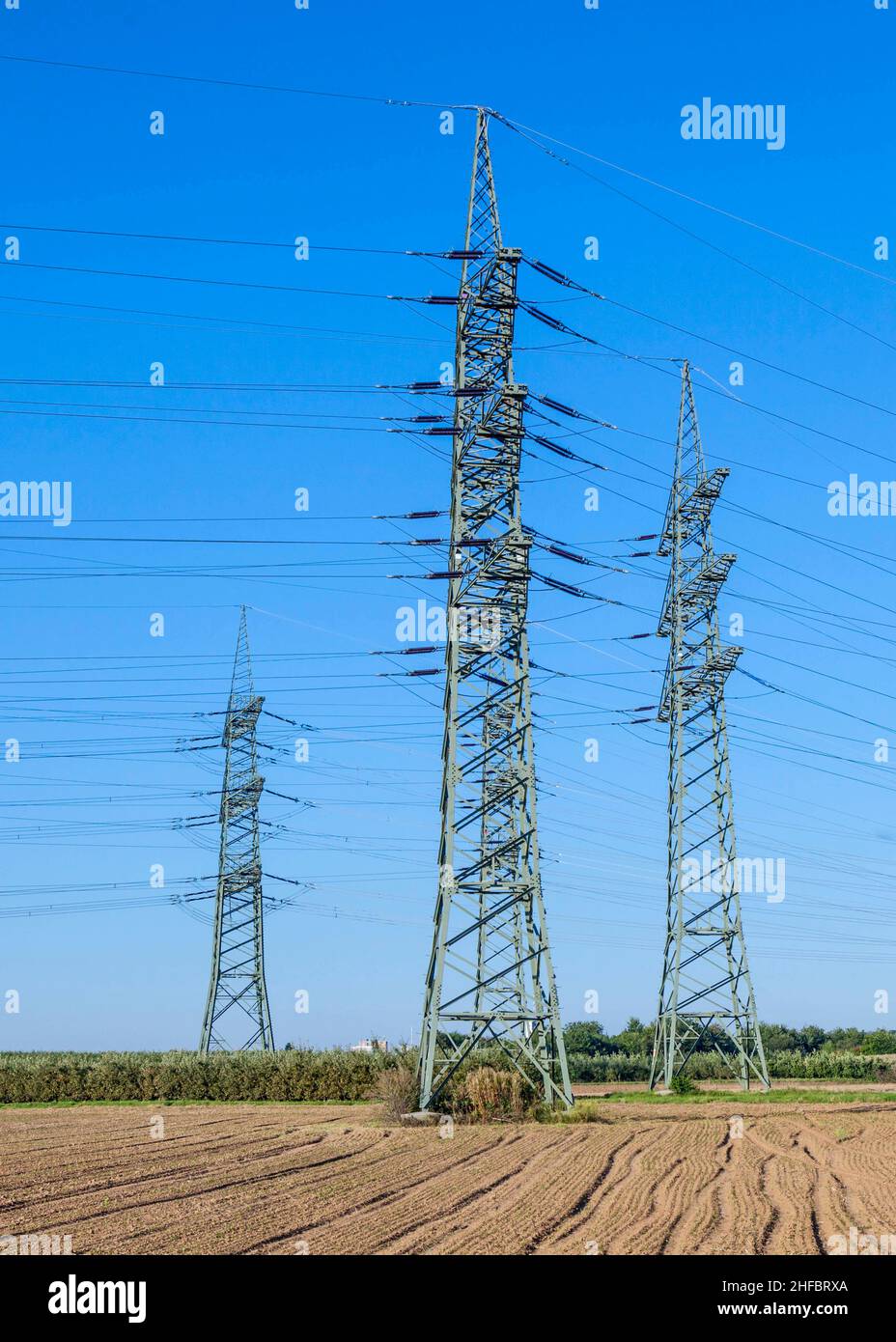 electrical tower in beautiful landscape with sky Stock Photo - Alamy