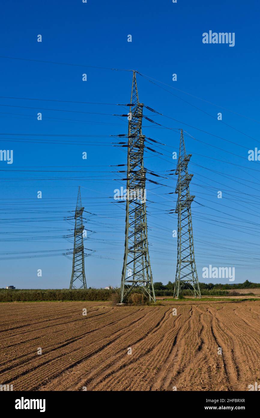 electrical tower in beautiful landscape with sky Stock Photo - Alamy