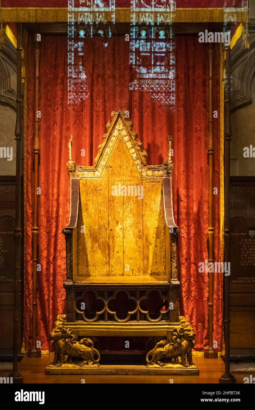 England, London, Westminster Abbey, The Coronation Chair Stock Photo ...