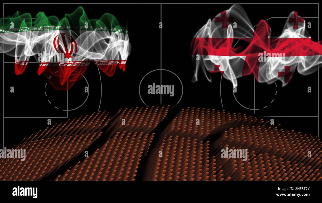 Iran vs Georgia Basketball, smoke flag, Sport game Stock Photo - Alamy