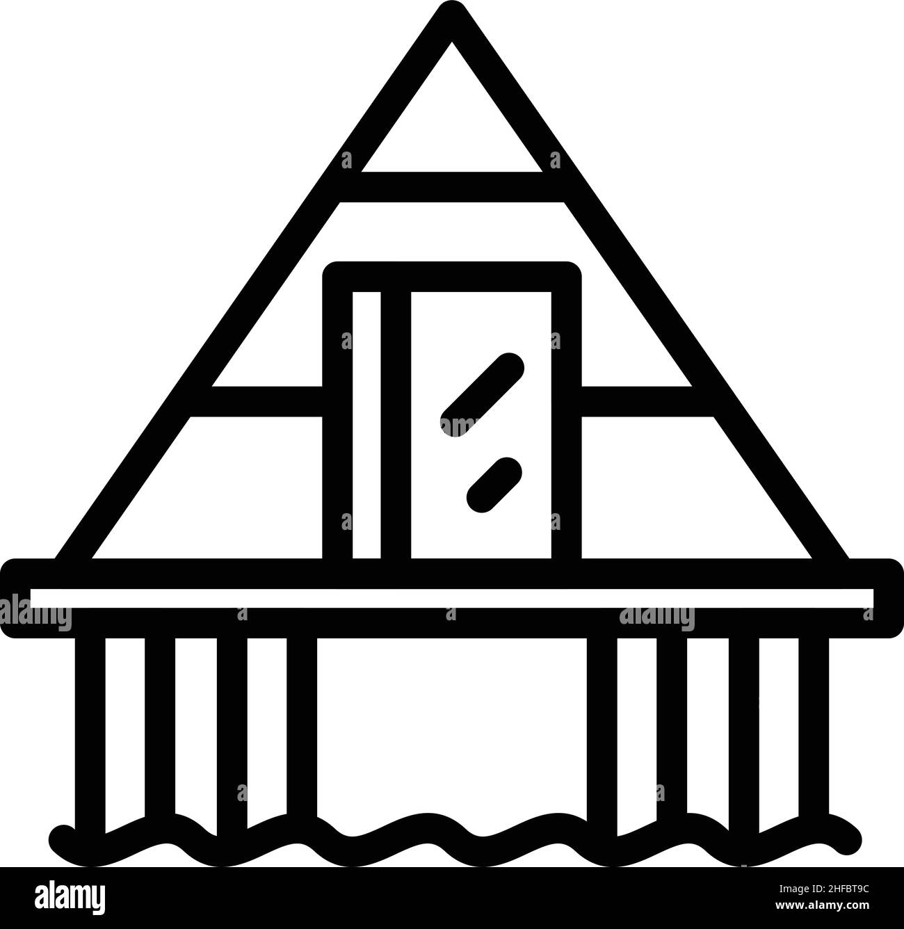 Hawaii bungalow icon outline vector. Vacation summer. Island villa ...
