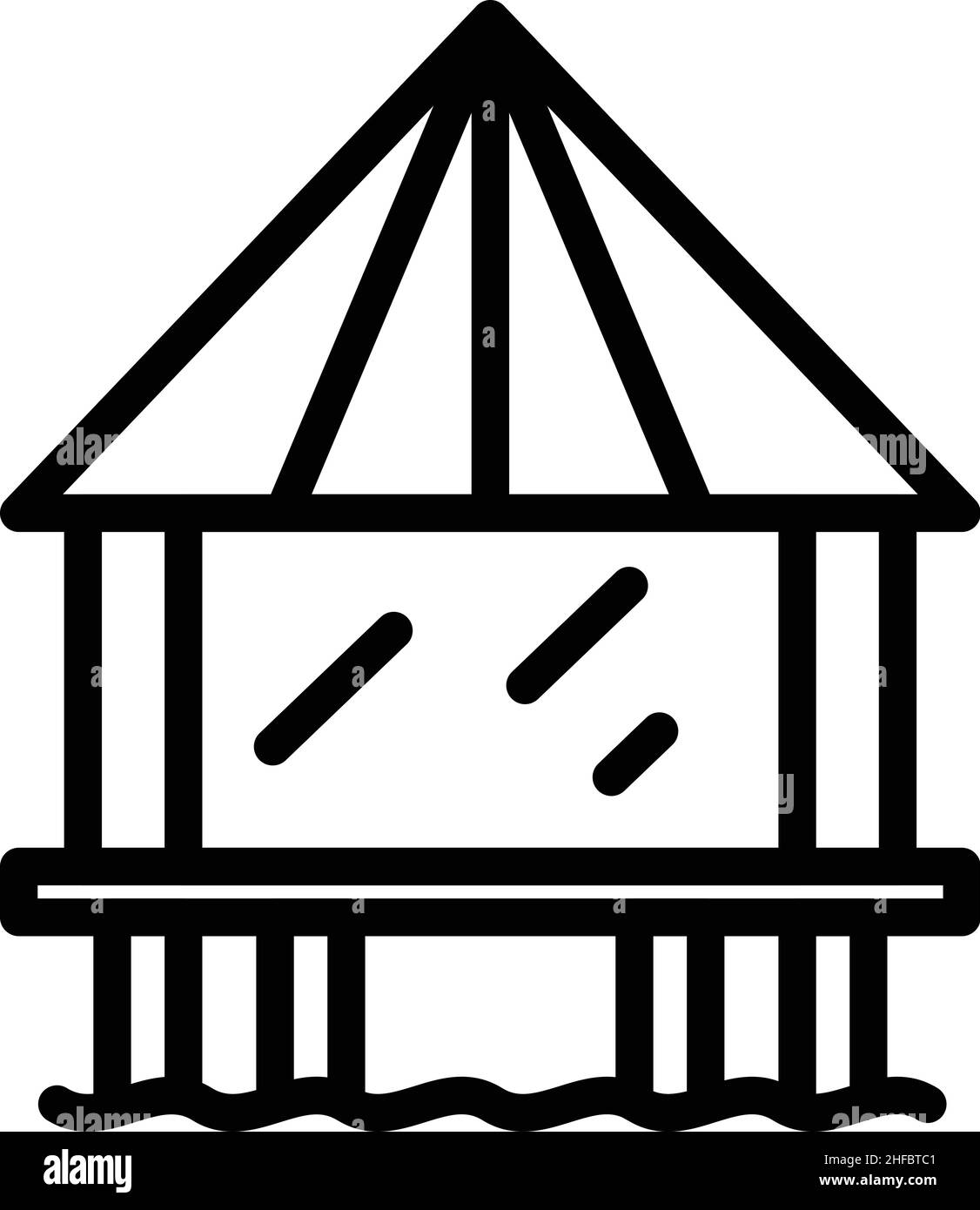 Tropical bungalow icon outline vector. Beach house. Island villa Stock ...