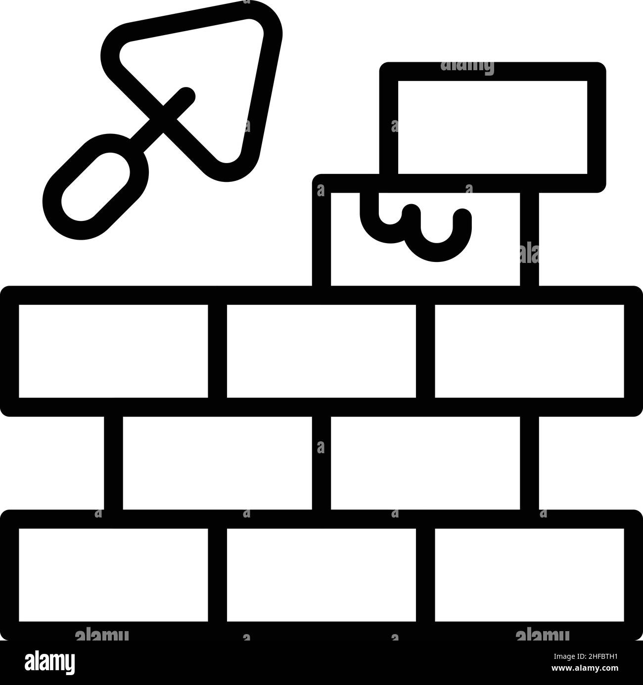 Cement brick wall icon outline vector. Worker build. Mortar ...