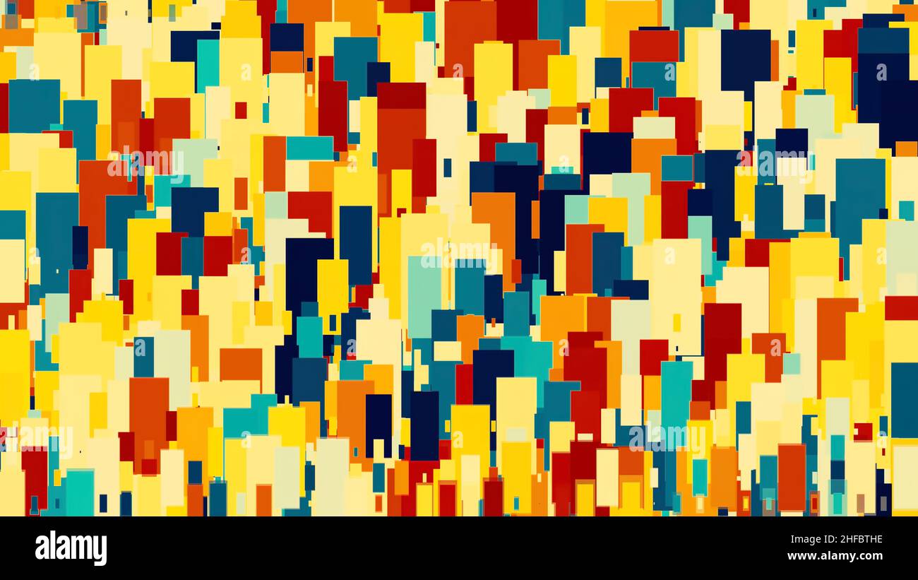 Abstract Vertical Rows Of Colorful Pixels Blinking And Moving From The Bottom To The Top