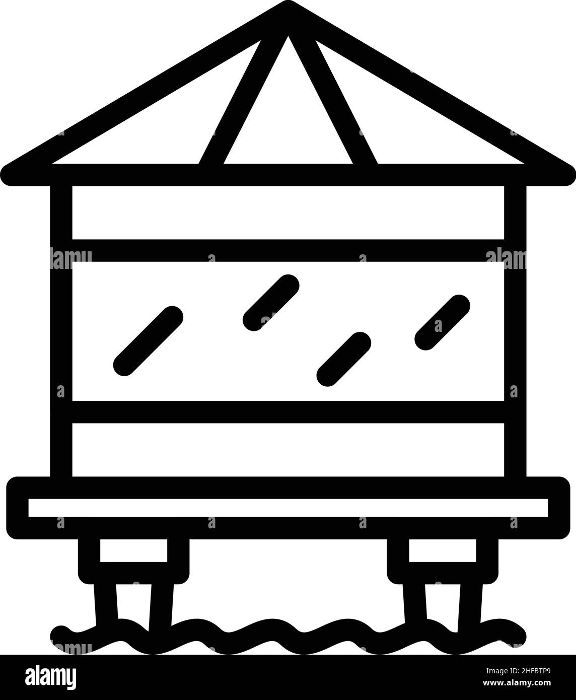 Hawaiian villa icon outline vector. Beach bungalow. Sea island Stock ...