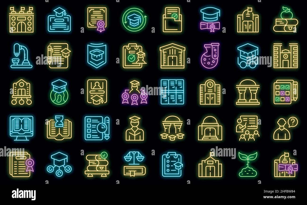 University department icons set outline vector. Student campus. Learner ...