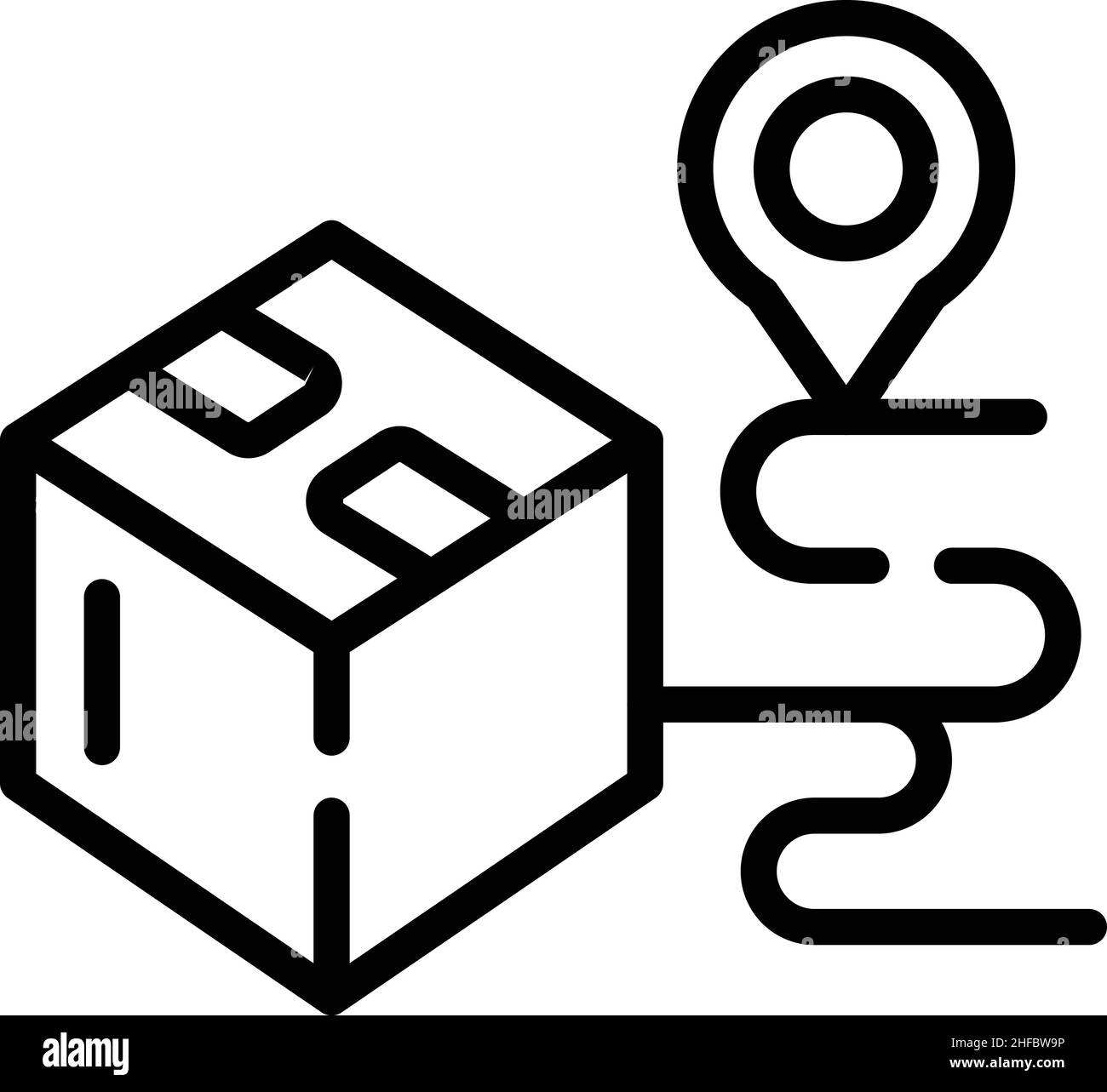 Parcel location icon outline vector. Box delivery. Export courier Stock ...