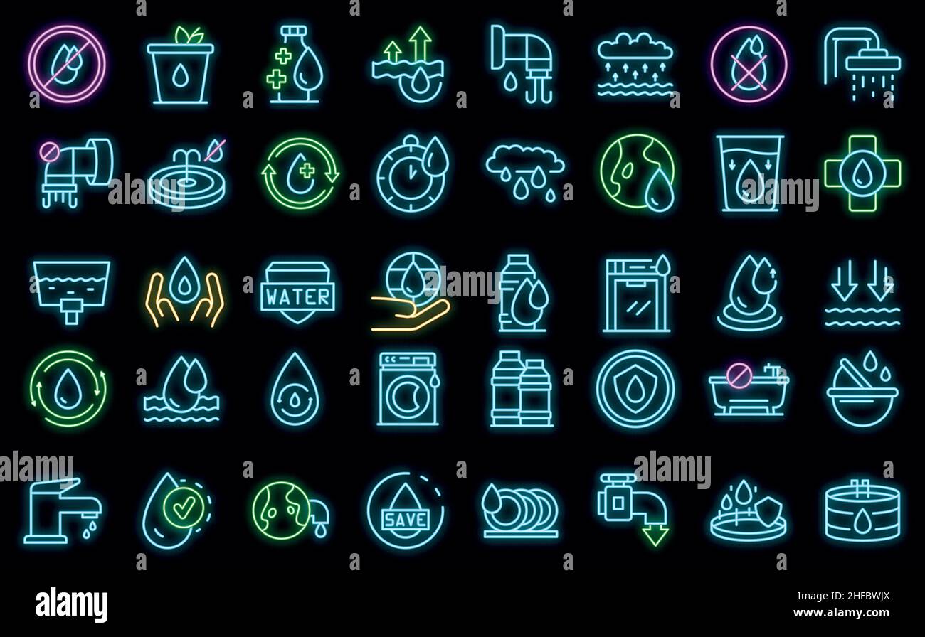 Save water icons set outline vector. Drink drop. Fountain fresh Stock ...