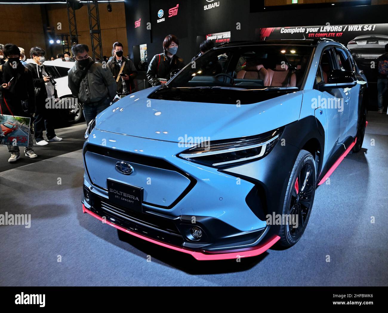 Chiba, Japan. 15th Jan, 2022. SUBARU electric vehicle "Solterra STI ...