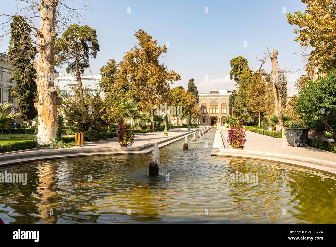 Water feature in the grounds of the Golestan Palace in Tehran, Iran ...