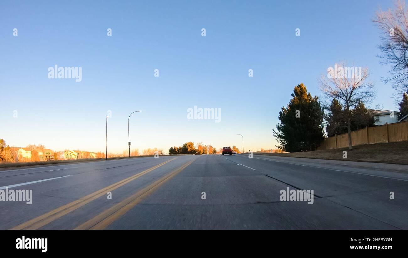 Driving on typical paved roads in suburban America Stock Photo - Alamy