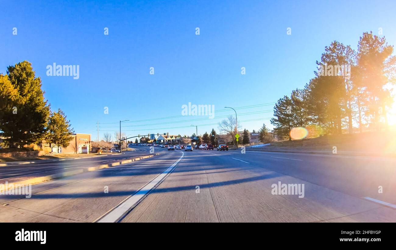 Driving on typical paved roads in suburban America Stock Photo - Alamy