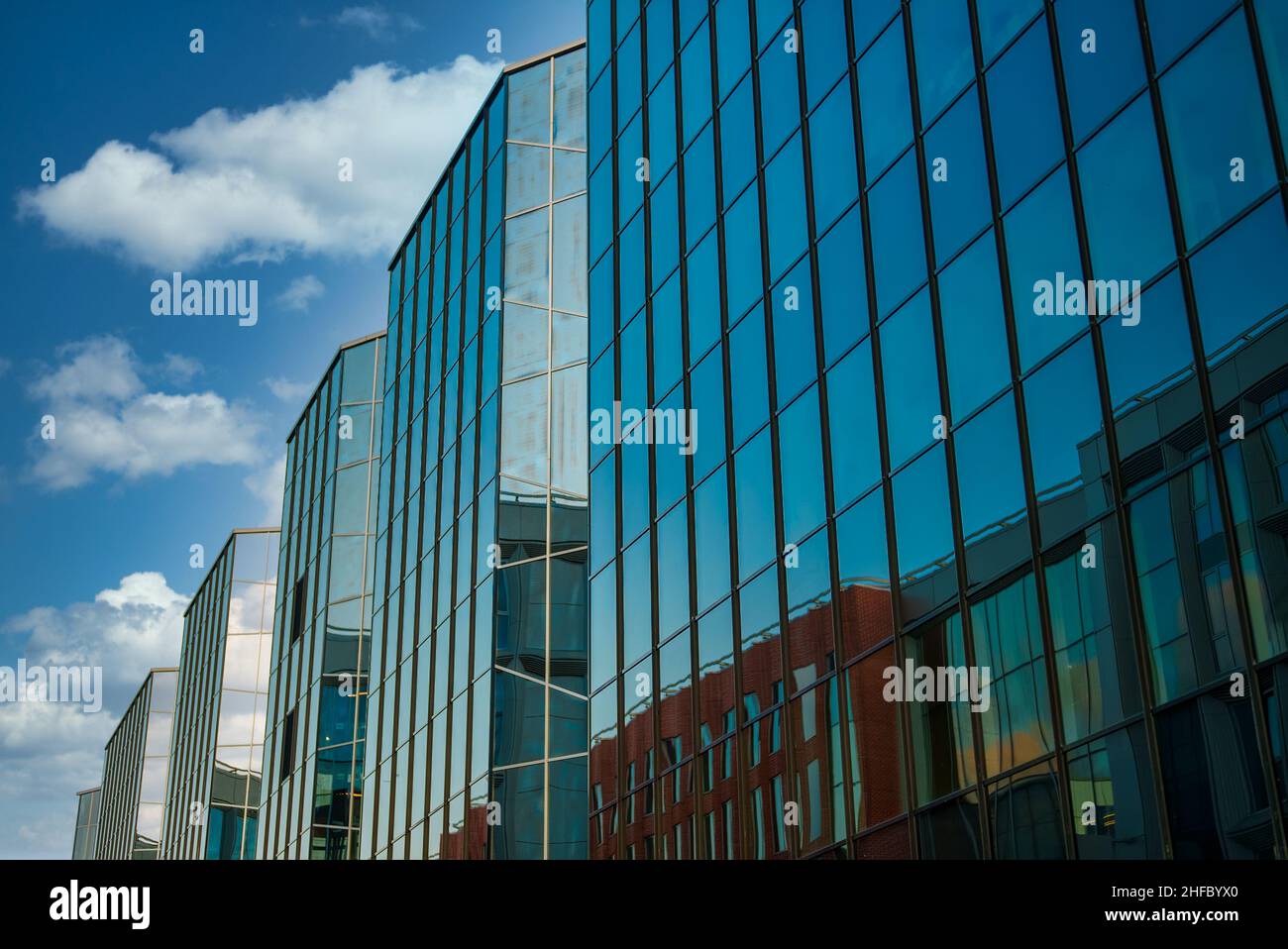 Modern office building with blue square windows Stock Photo - Alamy