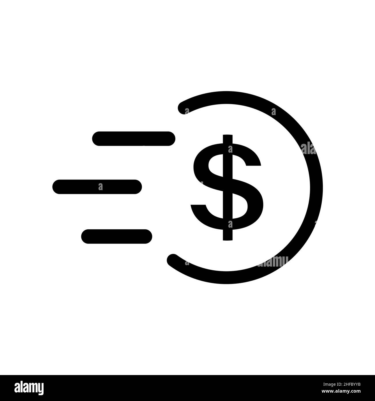Coin with dollar sign icon in flat style. Fast money transaction or ...