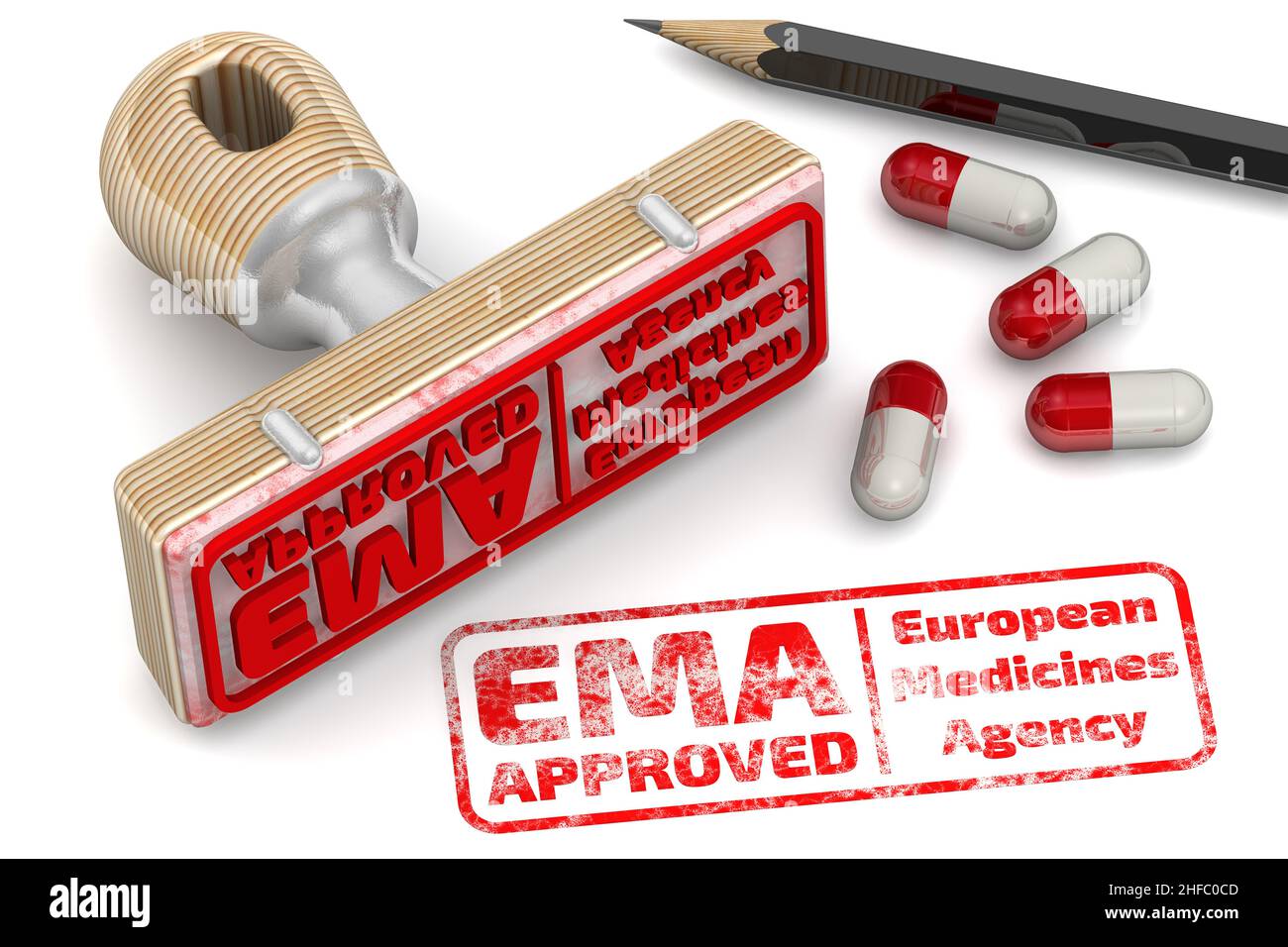 EMA approved. The stamp and an imprint Stock Photo - Alamy