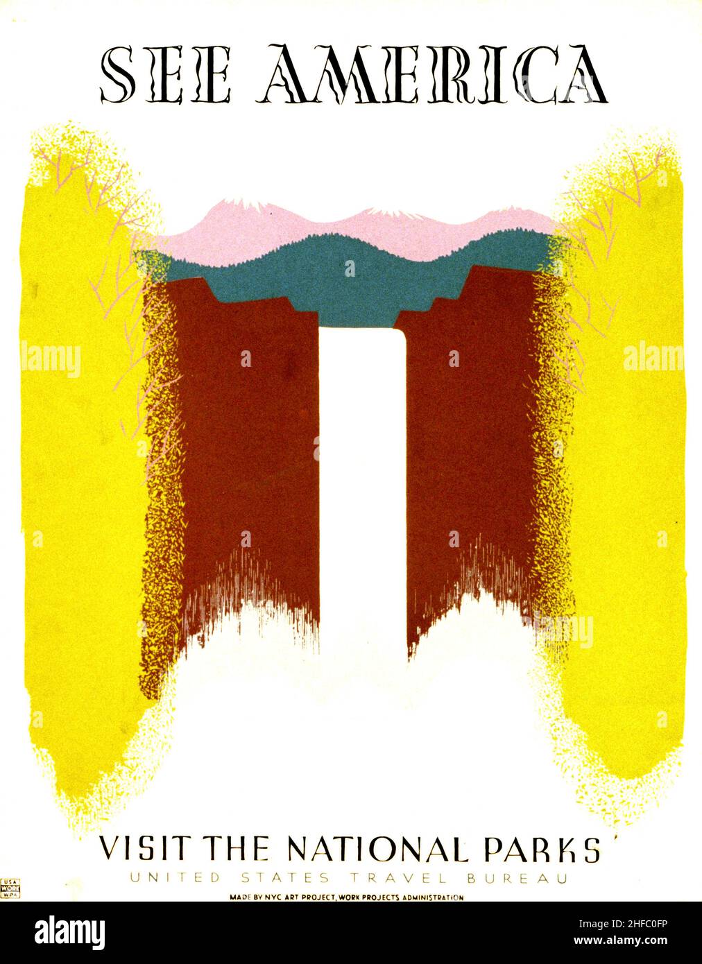 Poster for United States Travel Bureau promoting travel to national ...