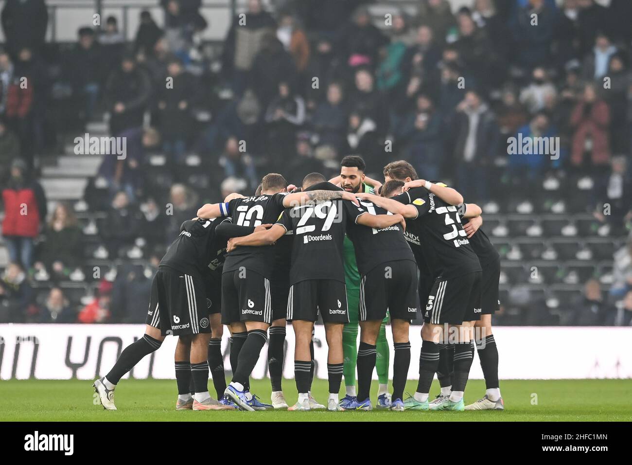 Sheffield United in there pre match huddle Stock Photo - Alamy