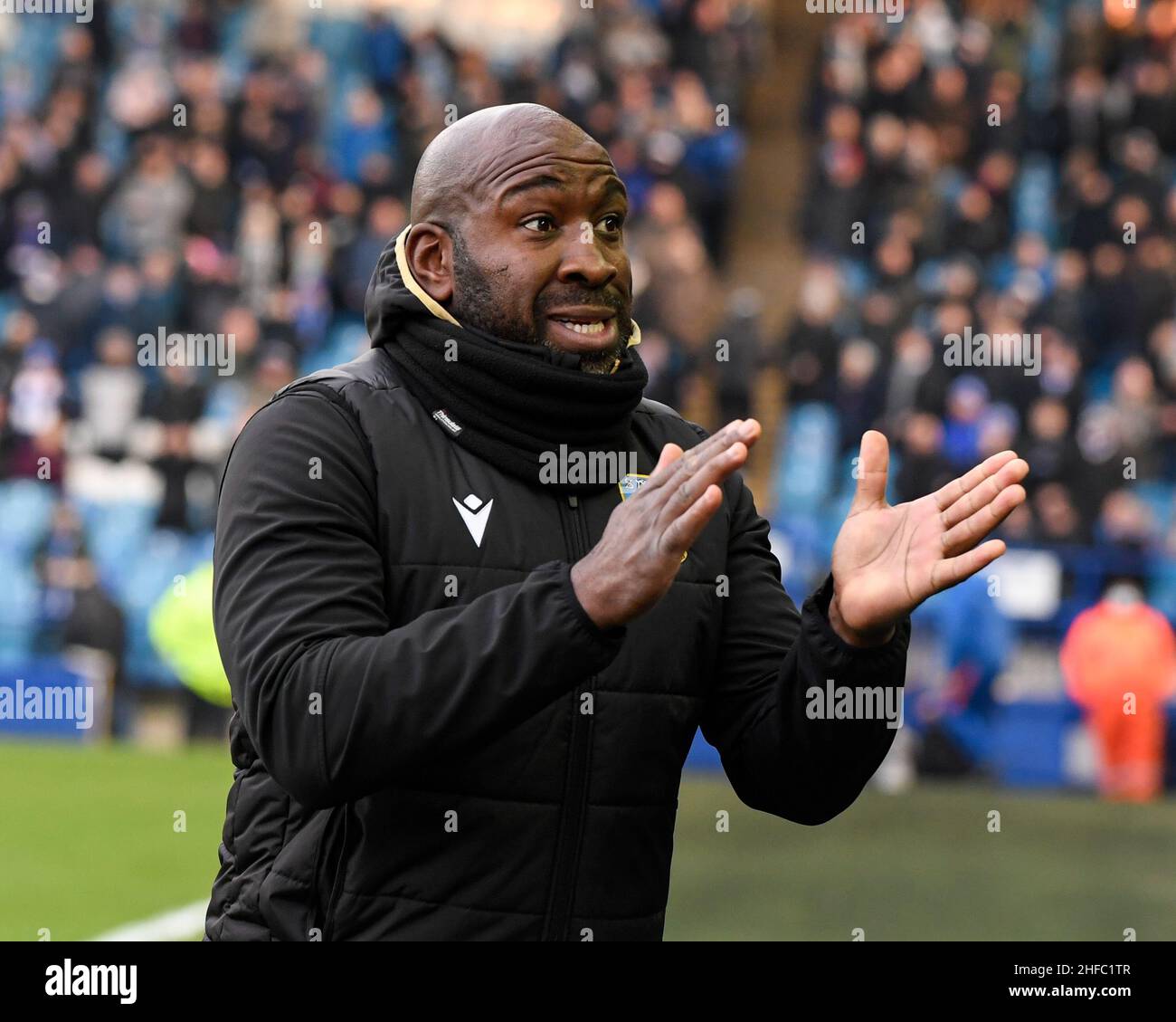 Darren Moore manager of Sheffield Wednesday in action during the game ...