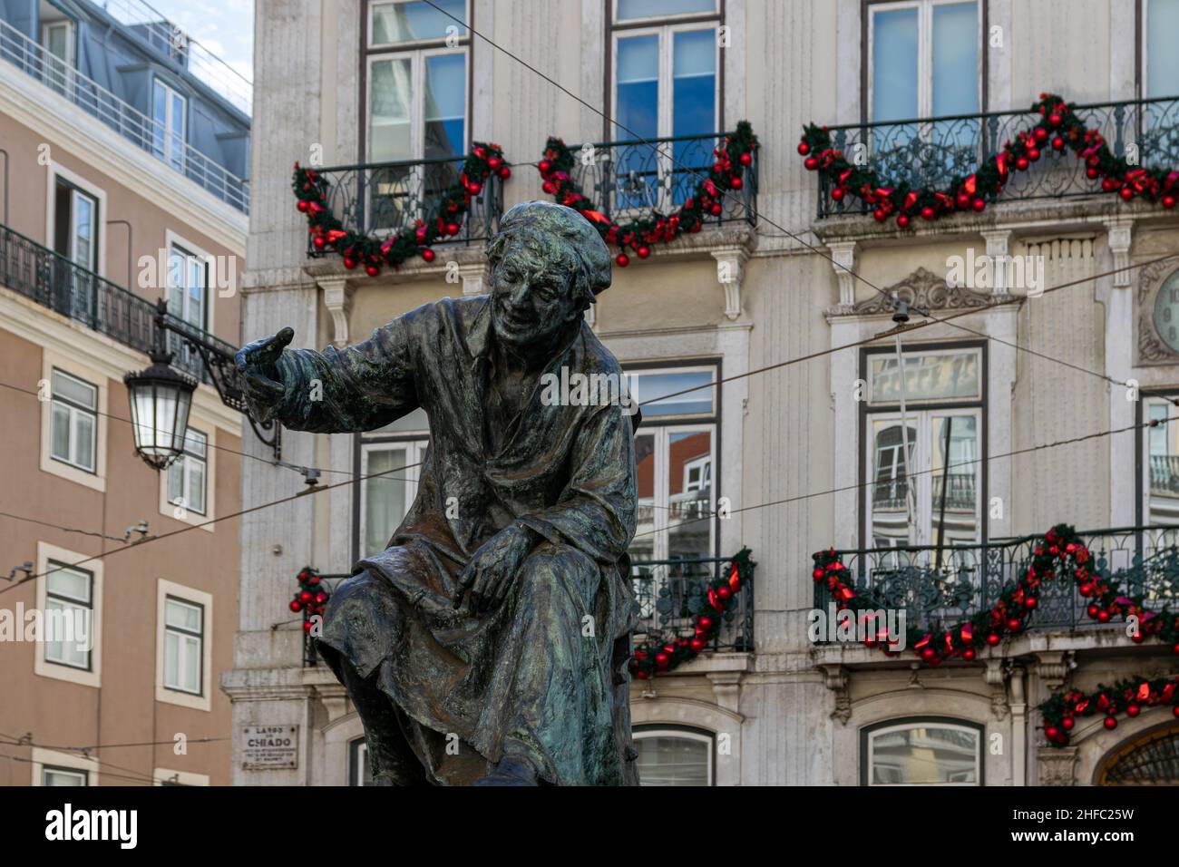 Statue of António Ribeiro, the "Chiado", in the Chiado Square, Lisbon ...
