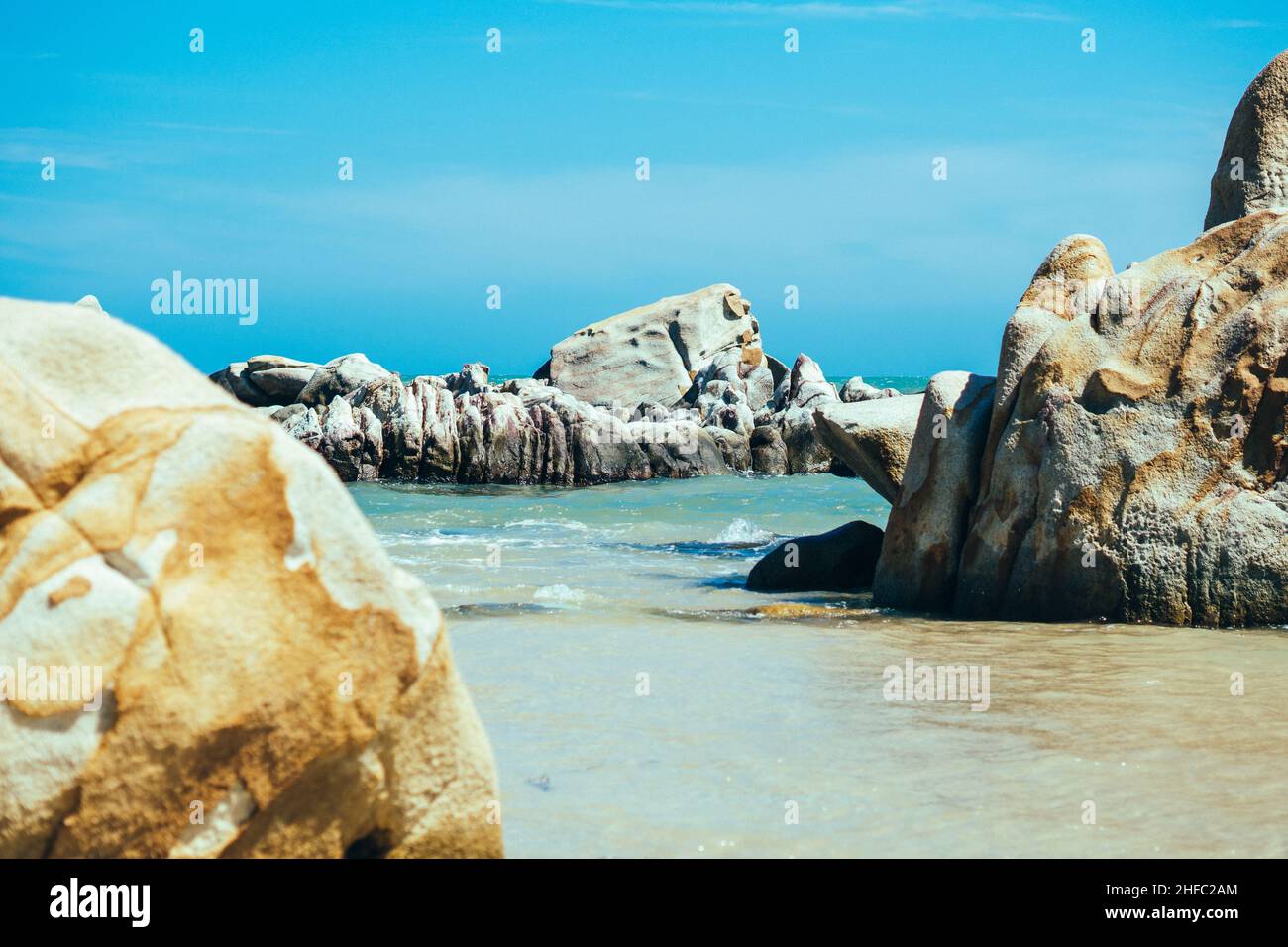 Real nature beauty view background. Sea ocean huge rocks stones cliffs ...