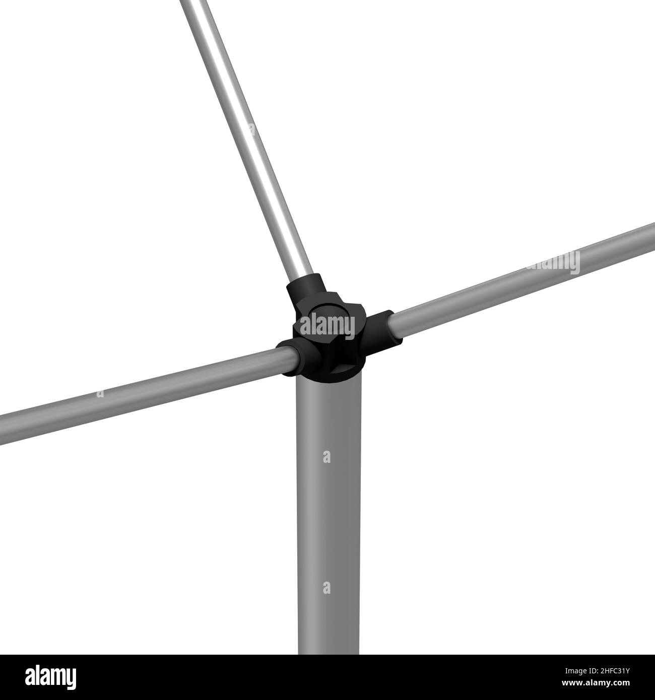 Closeup 3d render illustration of the pole connector of a Tri Banner ...