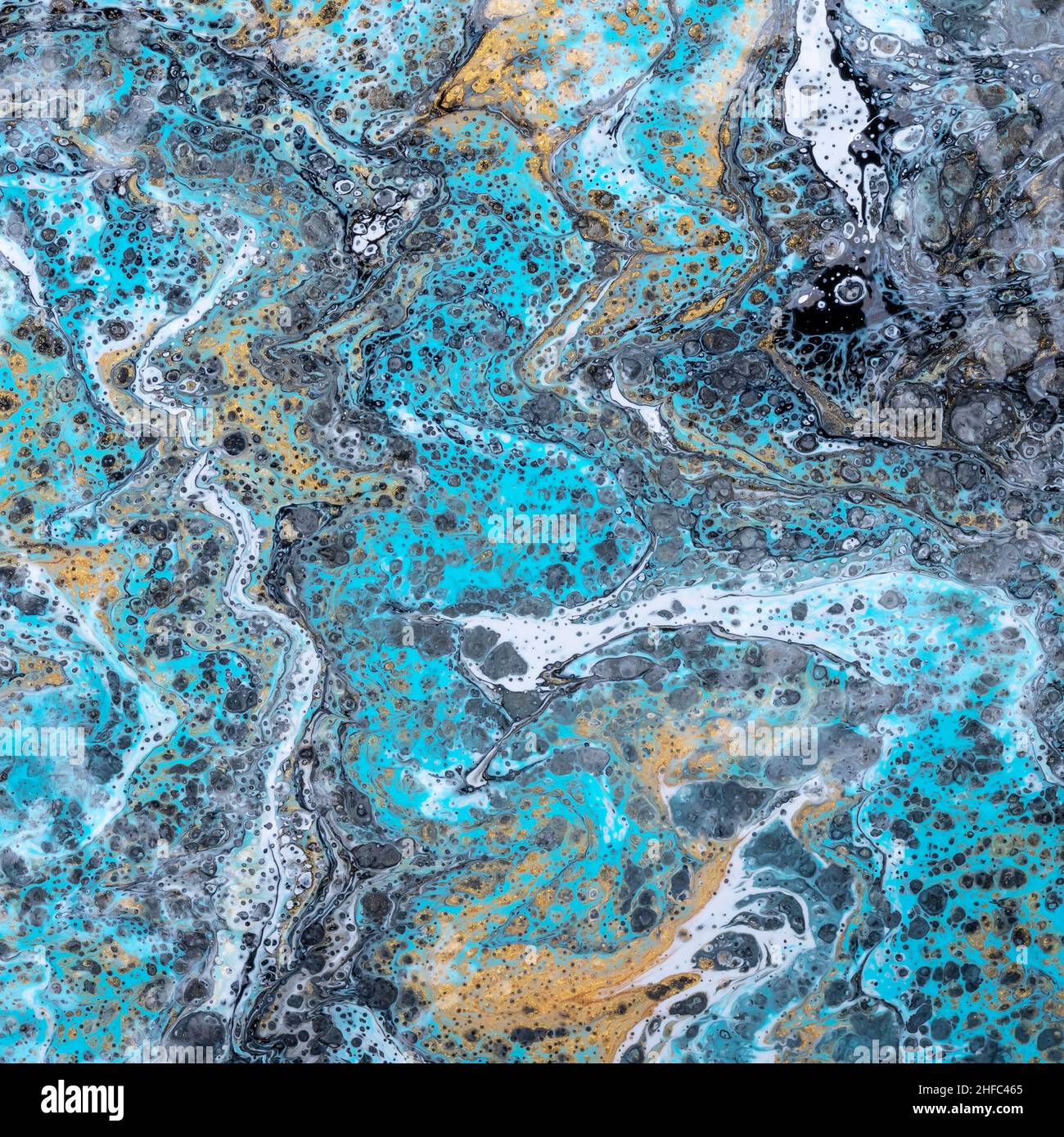 Blue marble wallpaper. Waves modern art. Liquid paints on canvas, ink ...